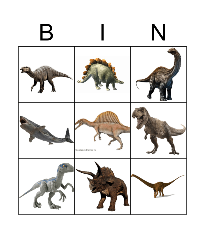 DINOSAUR BINGO, WEEK 76 Bingo Card