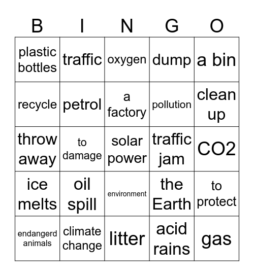Environment Bingo Card