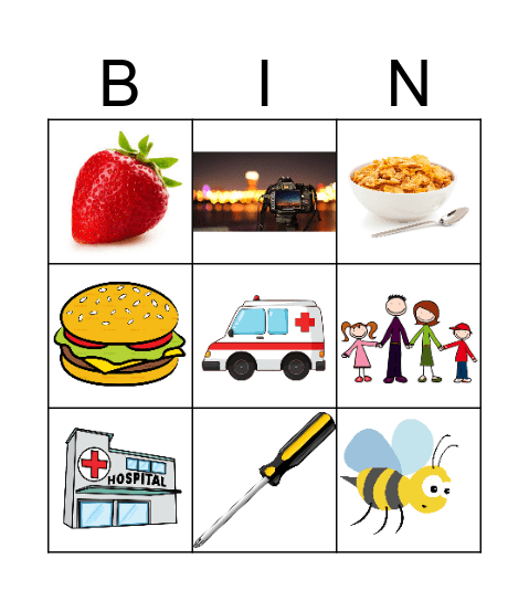 3 syllable Bingo Card