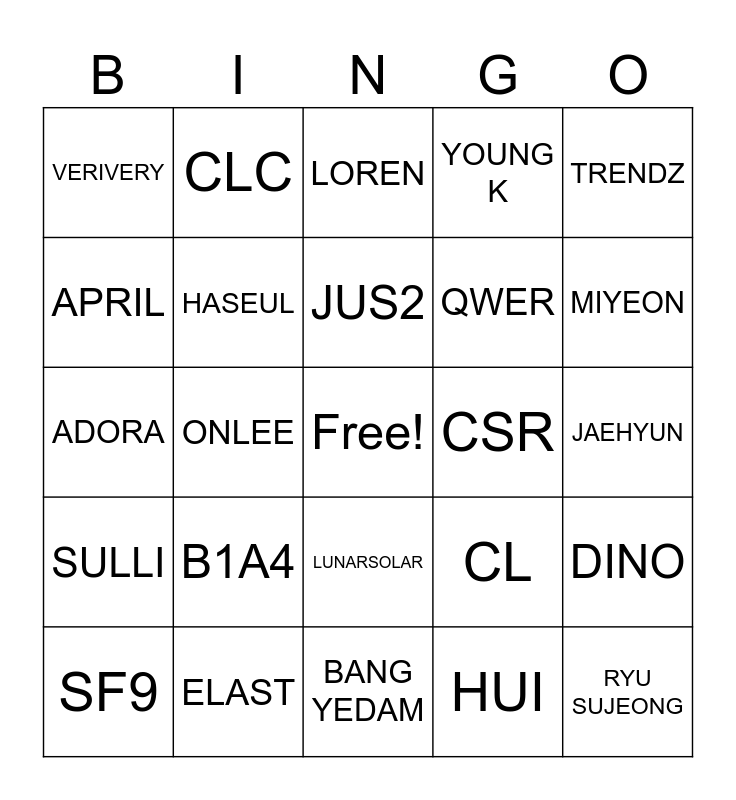 ZUTREON QUICK BINGO Card