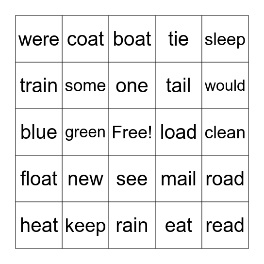 Superkids Unit 8 Bingo Card