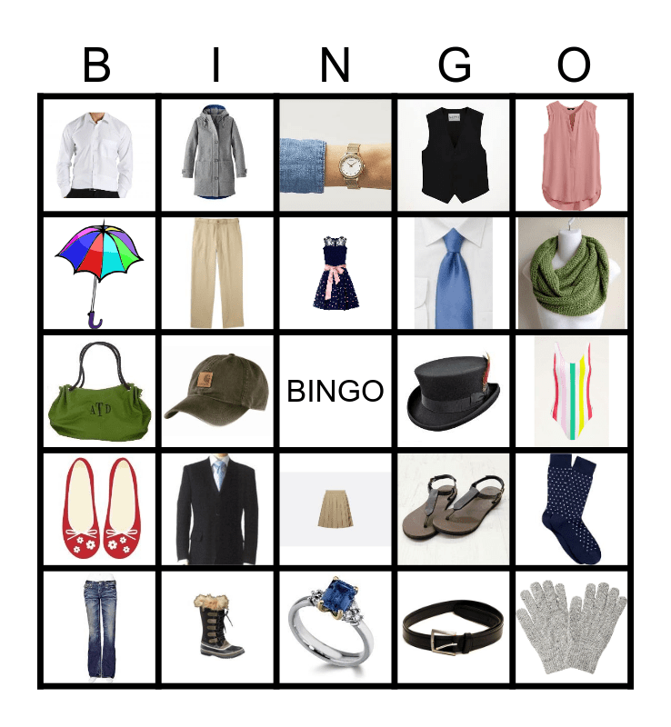 Sp 2 3.1 Clothing Bingo Card