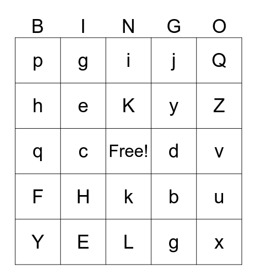 Letter Sound Bingo! Bingo Card