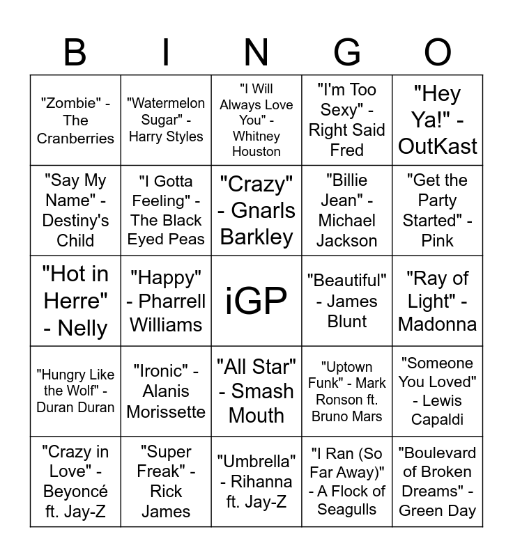 Bingo Beats - iGP Bingo Card