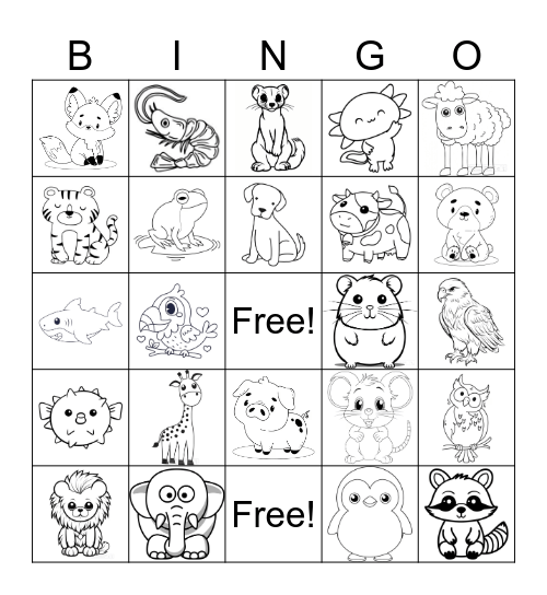 Animal Bingo Card