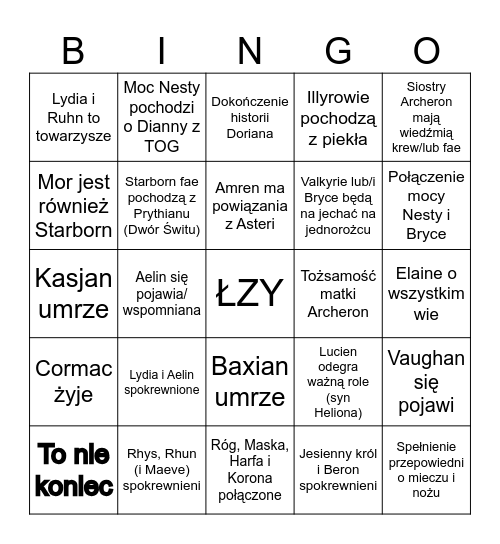 CC3 Teorie Bingo Card