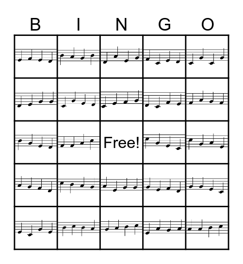 SOLFEGE BINGO Card