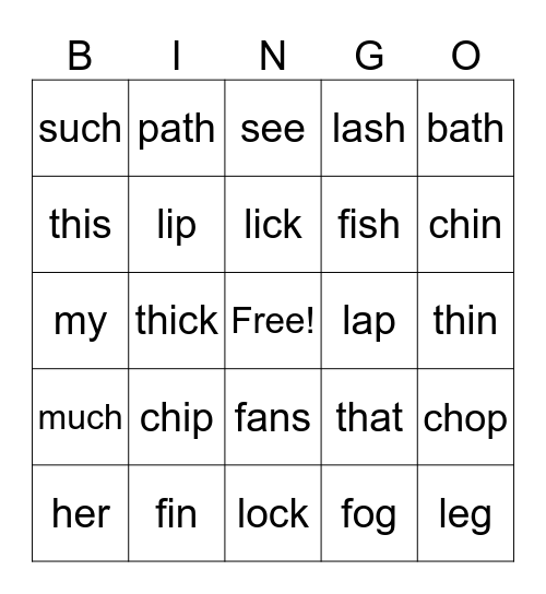 Letterland Bingo Unit 29-33 Bingo Card