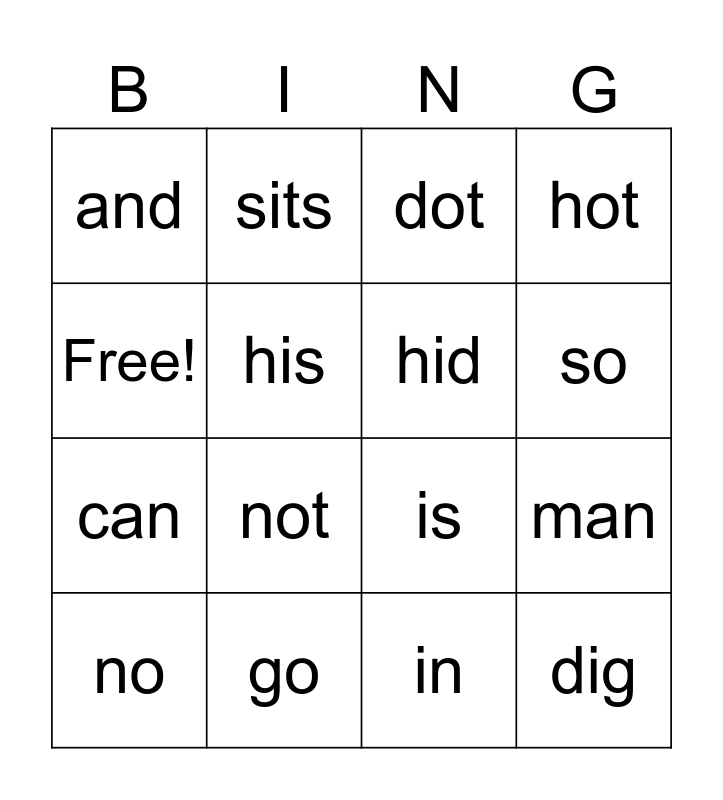 Letterland Bingo Unit 11-17 Bingo Card