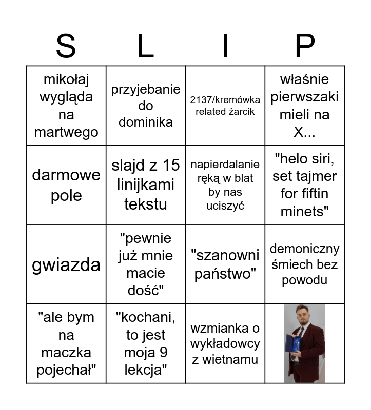ślipas bingas Bingo Card