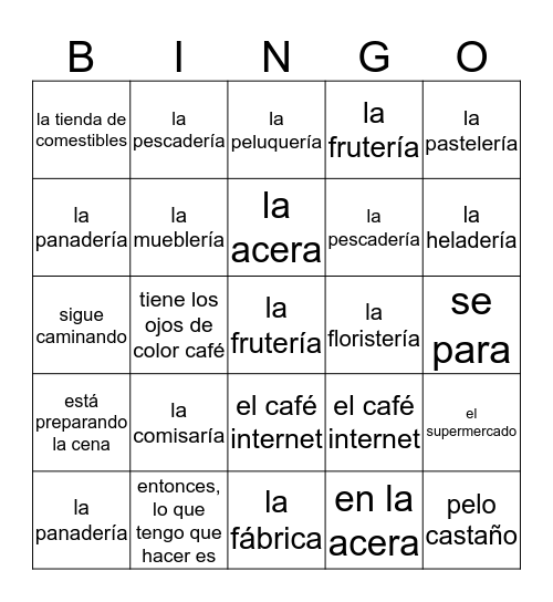2A Lesson 16 & 17 Bingo Card