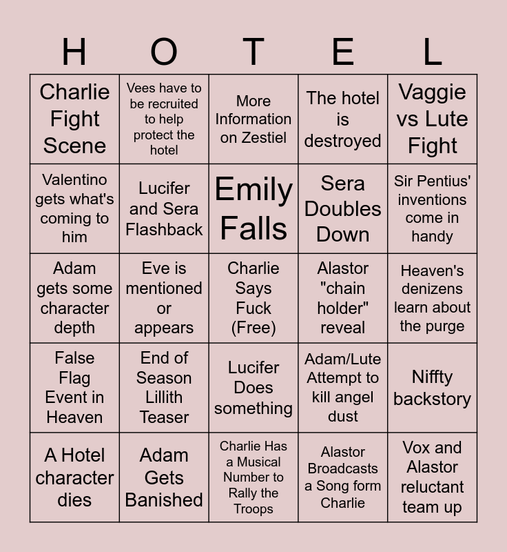 Habin Hotel Finale Bingo Card