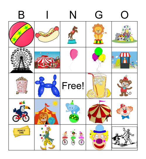 Carnival Bingo Card