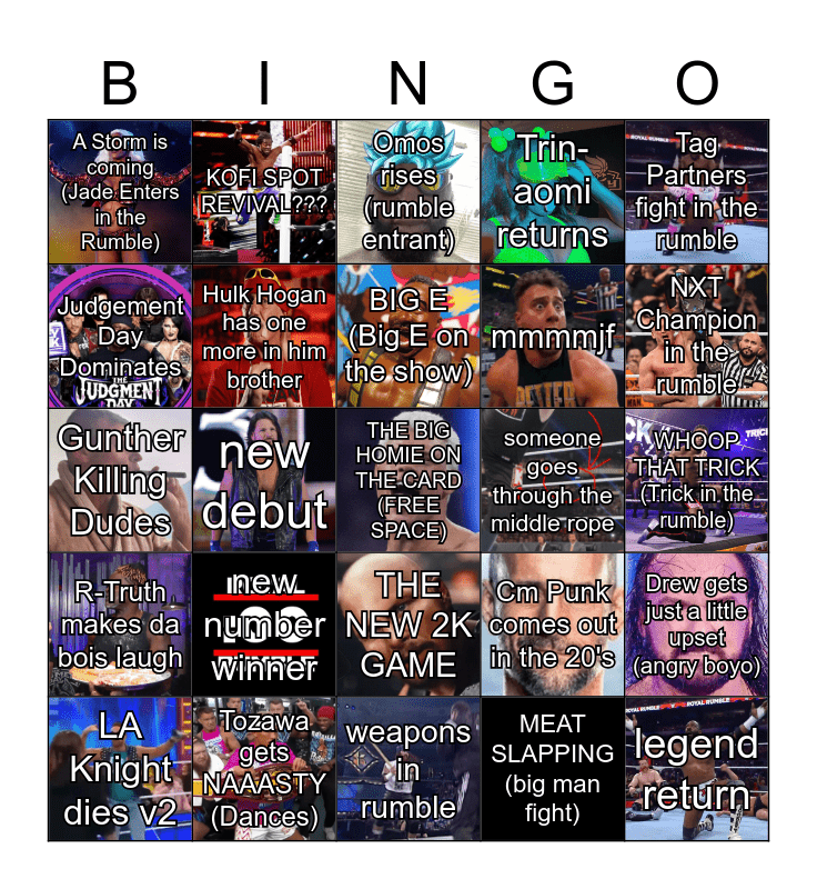 Rumble 24' Bingo Card