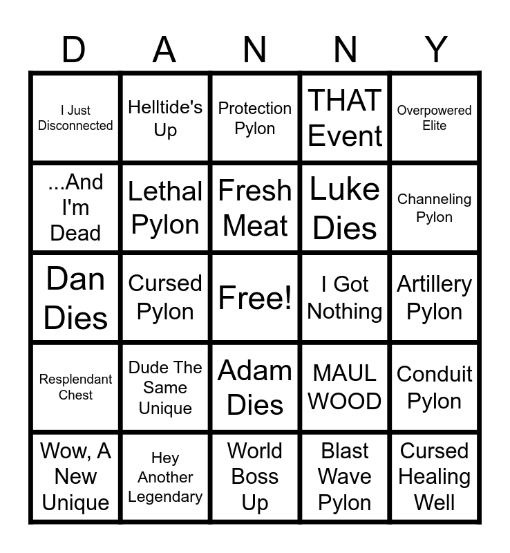 Diablo IV Bingo Card