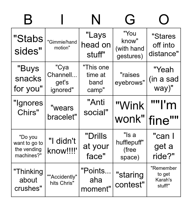 Kyle Bingo Card