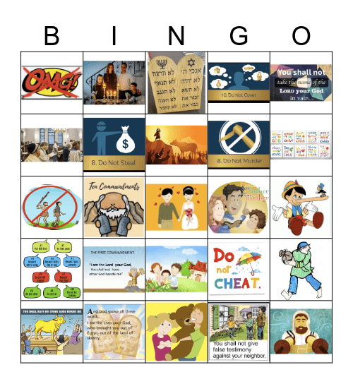 10 Commandments Bingo Card