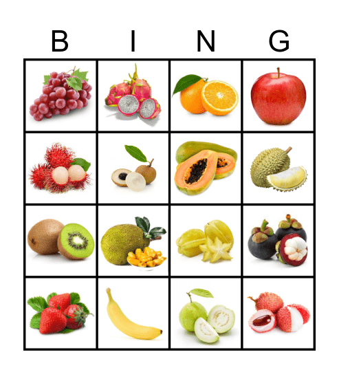 Fruit Bingo Card