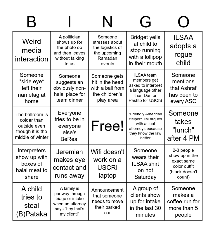 NOVA ASC BINGO Card