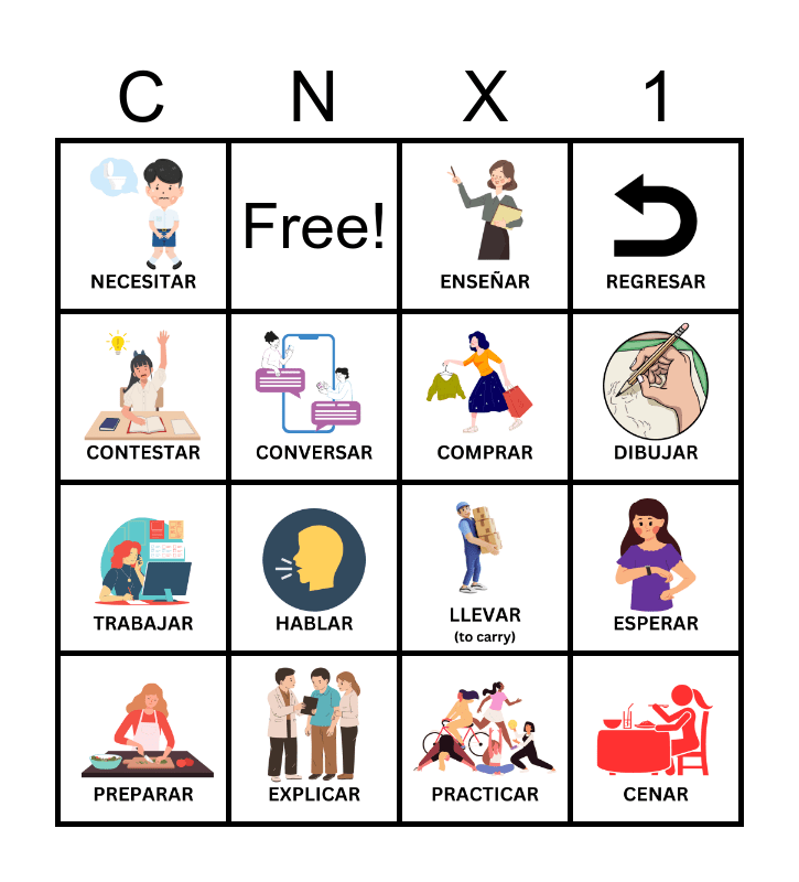 LOTERÍA VERBOS -AR Bingo Card