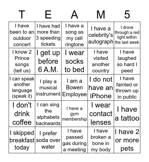 Who Are You Really? Bingo Card