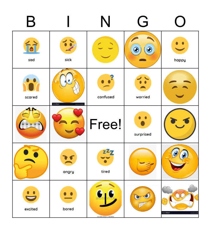 Feelings Bingo Card