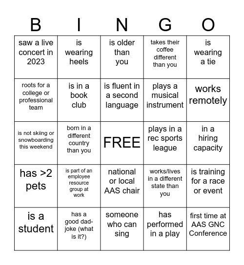 Networking Bingo 2024 Bingo Card