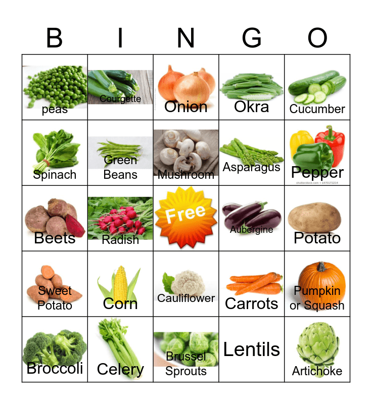 Vegetable BINGO Card