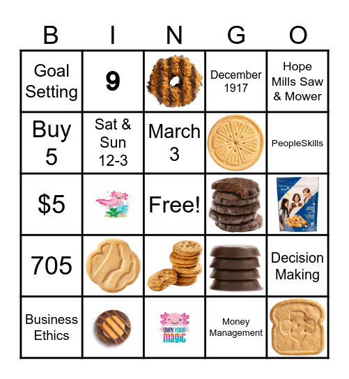 Cookie Bingo Card