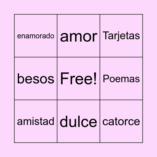 San valentin Bingo Card