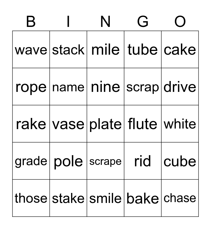 Wilson level 4.1 Bingo Card