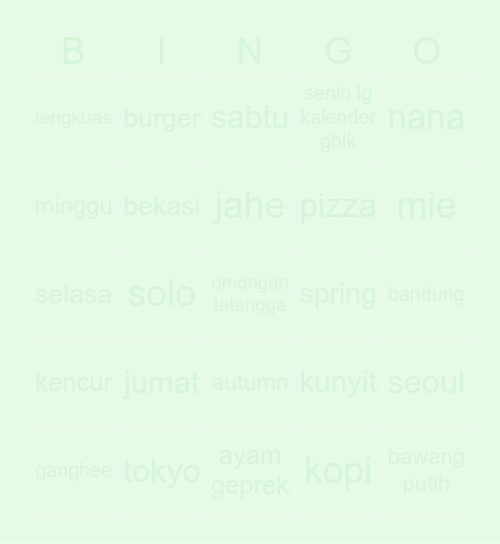 may Bingo Card