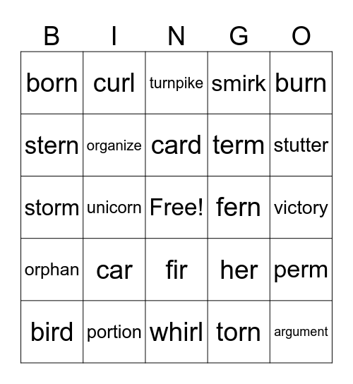 r controlled Bingo Card
