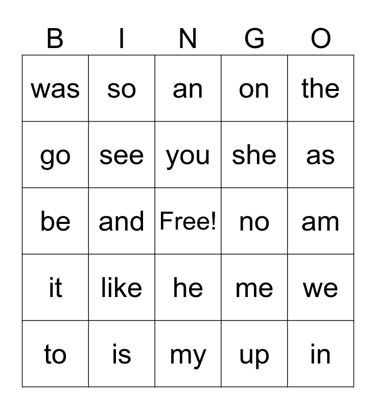 Unit 1 Bingo Card