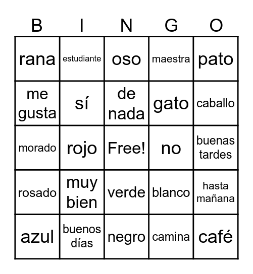 Exploratory Spanish - Month 1 Bingo Card