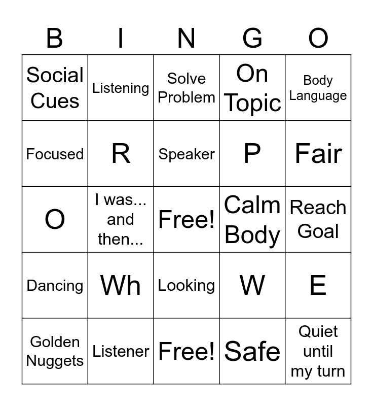 Conversations Bingo Card