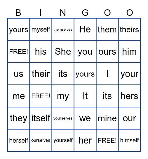 PRONOUN PARTY! Bingo Card