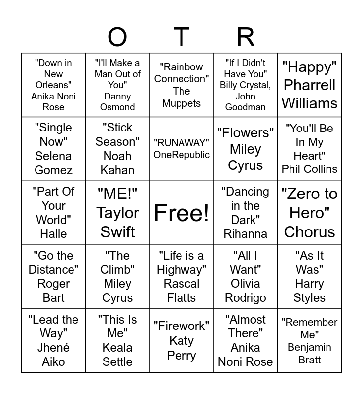 Family Night Bingo Card