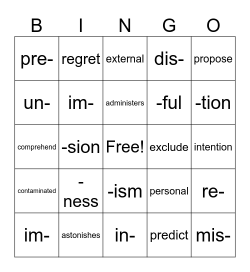 Unit 2 REWARDS Bingo Card