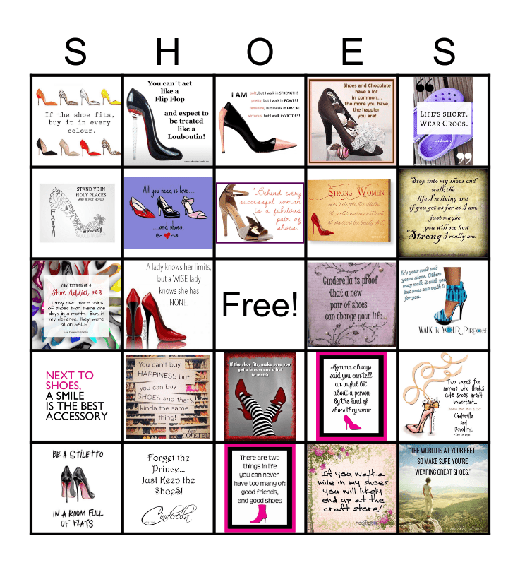 If the Shoe Fits Bingo Card