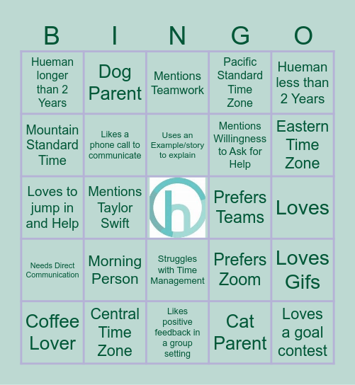 Manual of Me Bingo Card