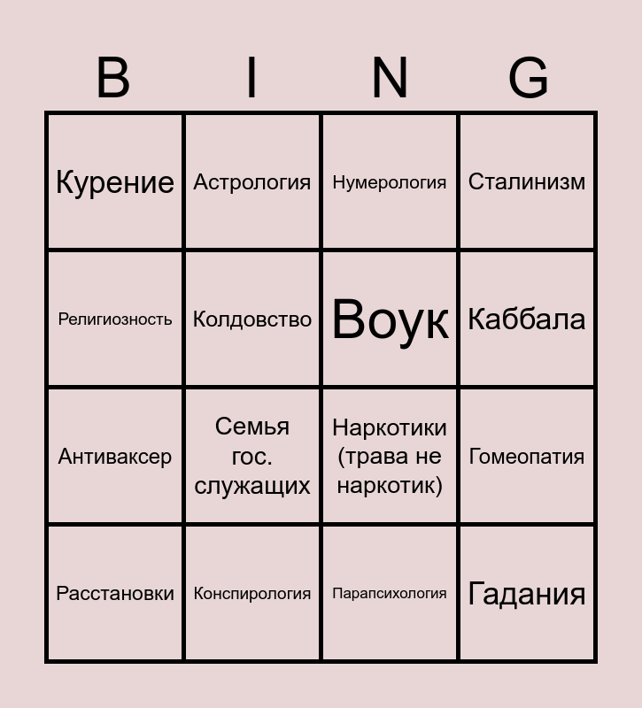Dubious girlfriend bingo Card