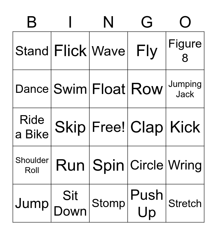 Movement Bingo Card