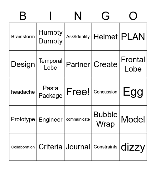 STEM Bingo Card