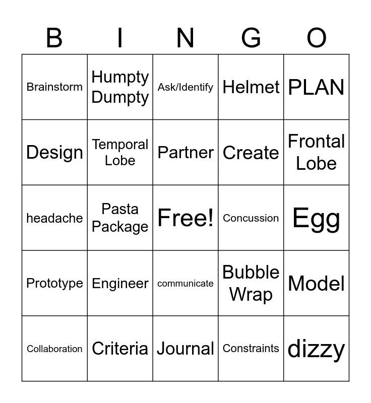 STEM Bingo Card