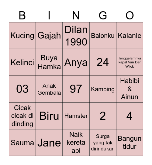 Bibin Bingo Card