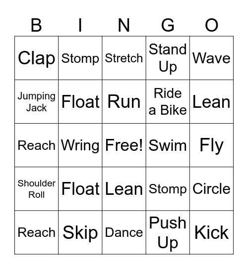 Movement Bingo Card