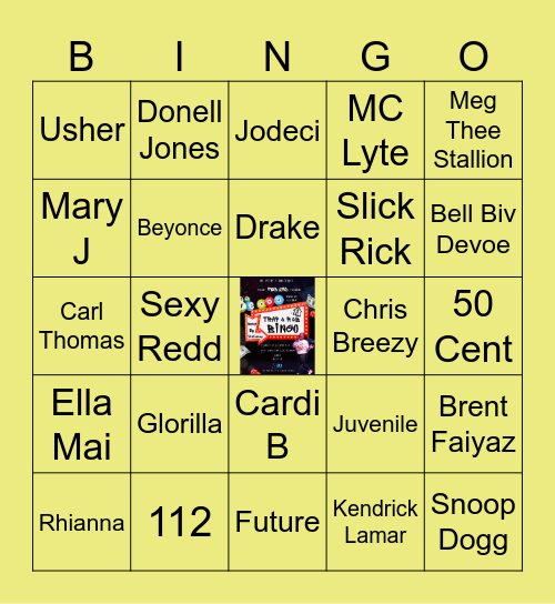 Trap & RnB Bingo Card