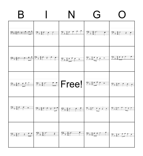 TB Sightreading Bingo Card