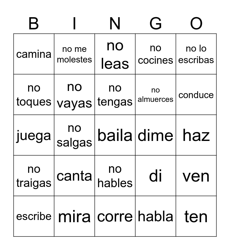 Familiar Commands Bingo Card familiar-commands-bingo-card